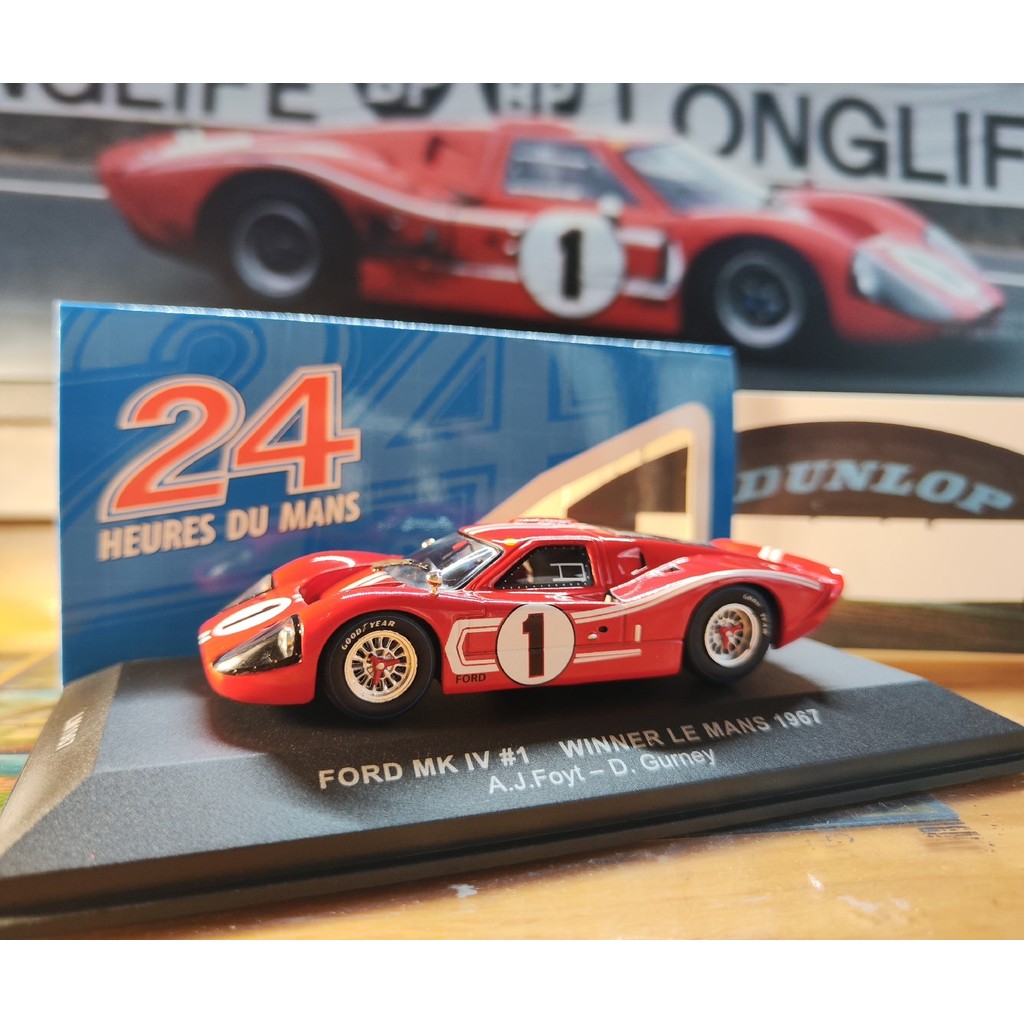 Ixo 1: 43 FORD GT40 Le Man Championship Car Model Carlo Shelby Design ...