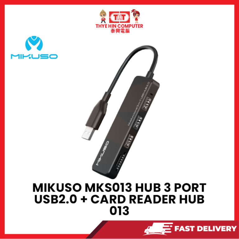 MIKUSO MKS013 HUB 3 PORT USB2.0 + CARD READER HUB 013 | Shopee Malaysia