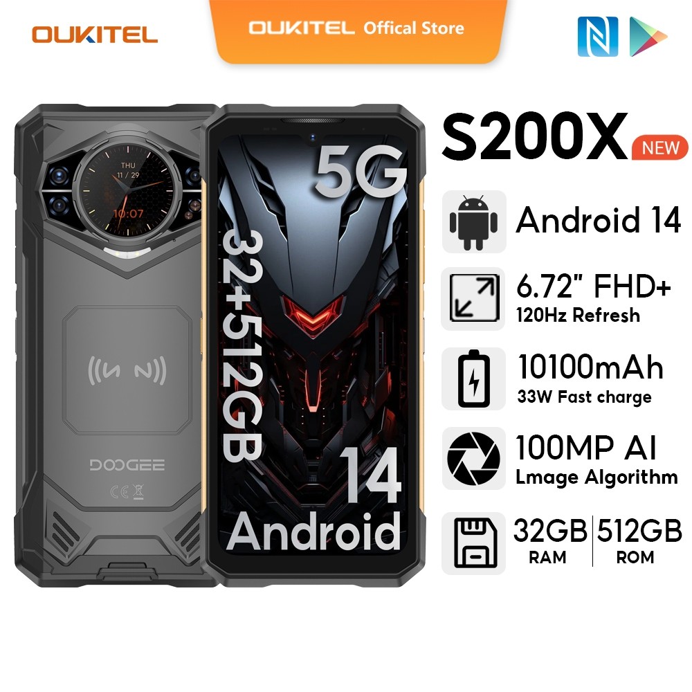 OUKITEL Doogee S200X 5G 32GB+512GB 6.72"FHD+ 120Hz Screen Mobile ...