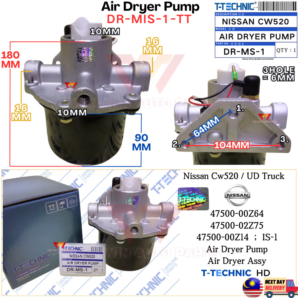 DR-MIS-1-TT Nissan CW520 UD Truck Air Dryer Assy Air Dryer Pump 47500 ...