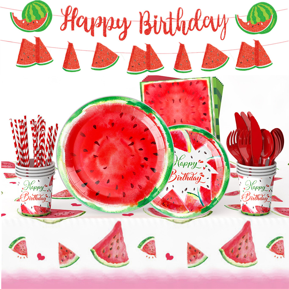 Summer Hawaiian Watermelon Theme Disposable Cutlery Set Watermelon ...