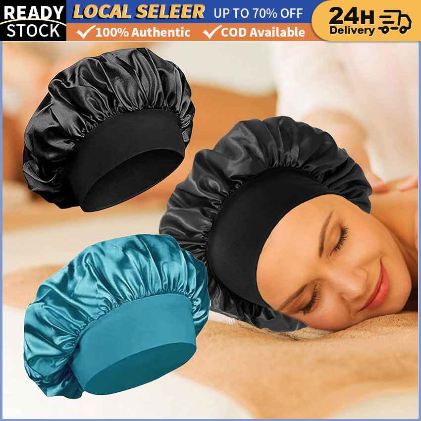 Large Satin Bonnet Silk Night Sleeping Cap Hair Bonnet for Long Curly ...