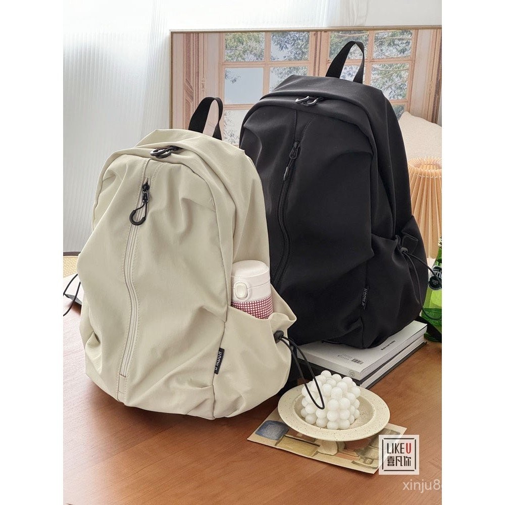 Original Design Korean Simple Solid Color Zipper Computer Backpack University High School Bag ...