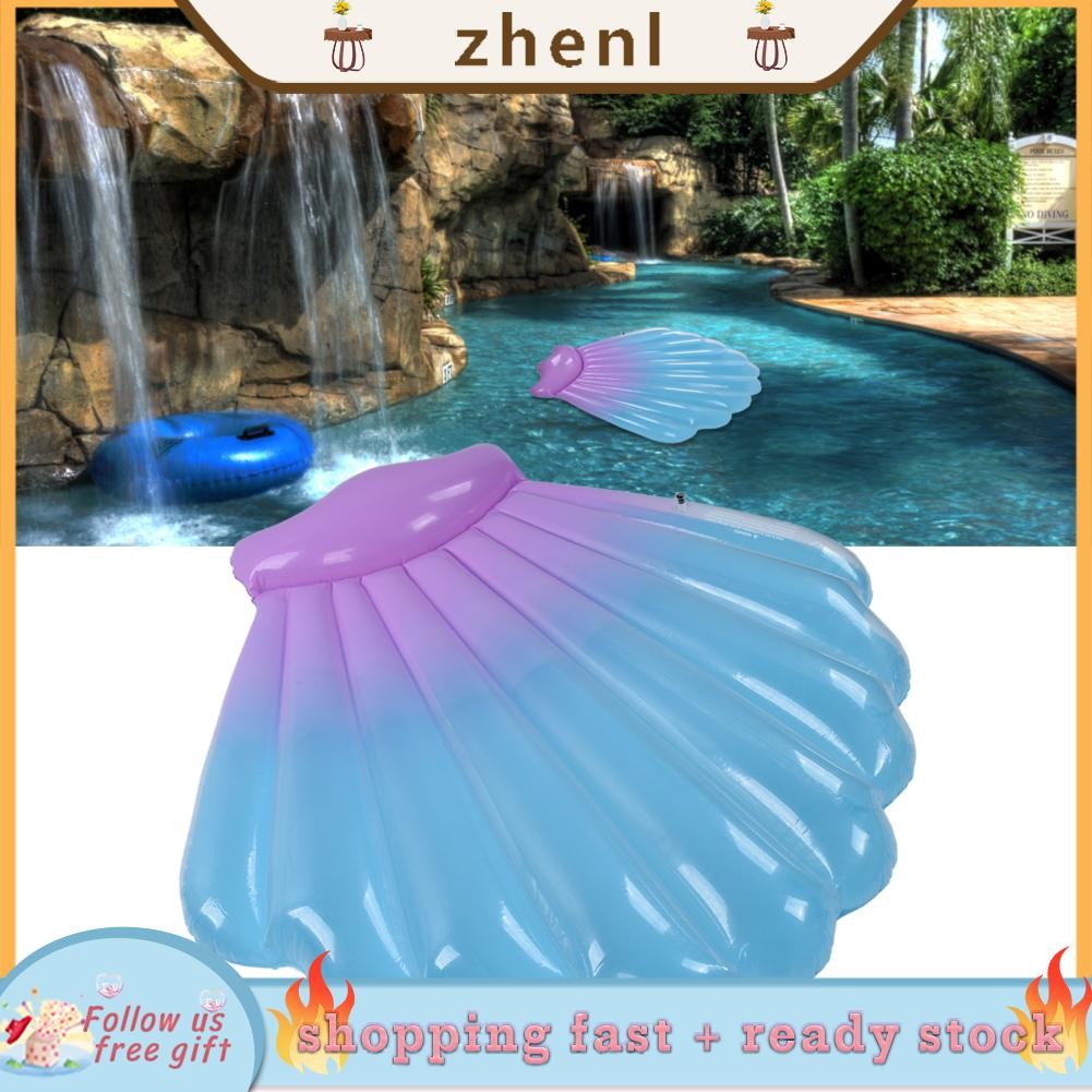 Zhenl Pool PVC Inflatable Water Floating Bed Shell Shaped Portable Raft ...