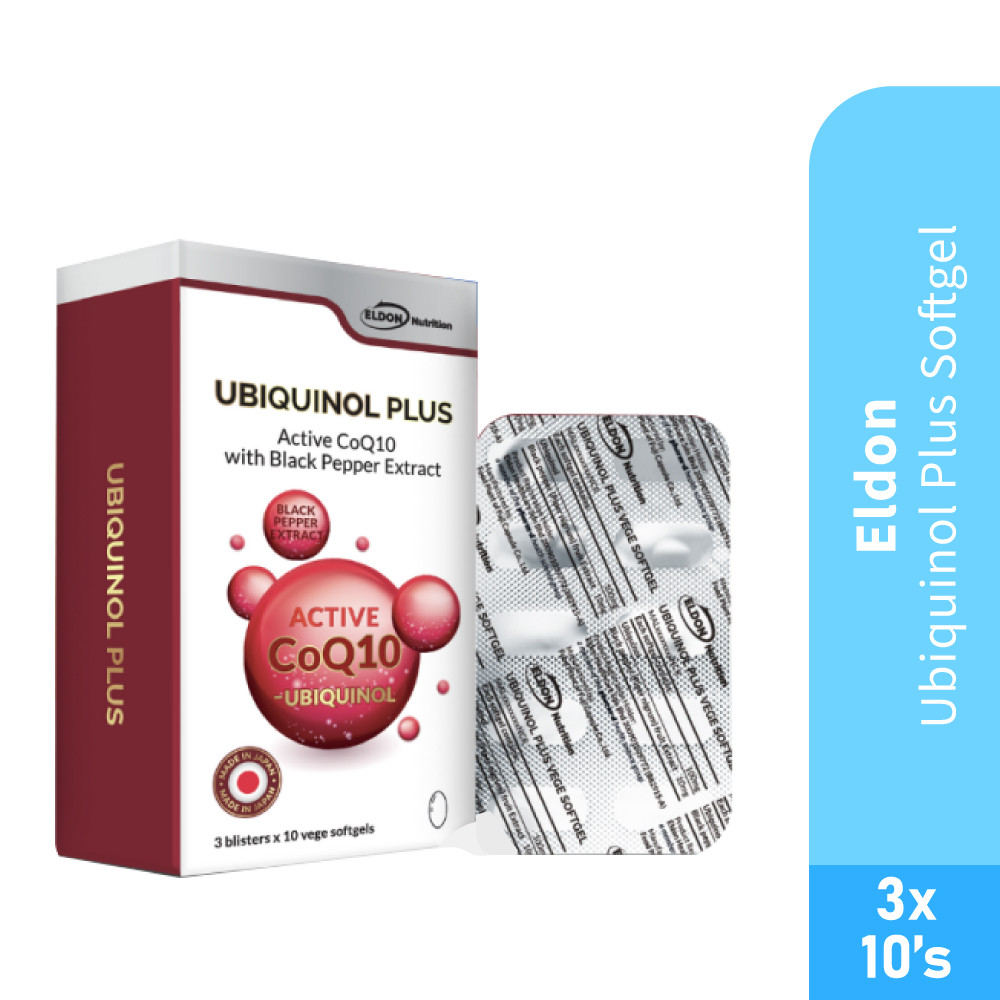 ELDON NUTRITION Ubiquinol Plus Softgel 30's with Coq10, Bioperine, Q10 ...