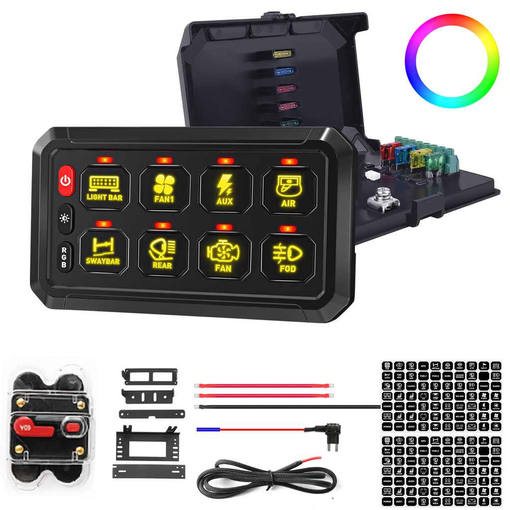 8 Button Car Light Controller RGB Colorful Strobe Mode 12V/24V ACC ...