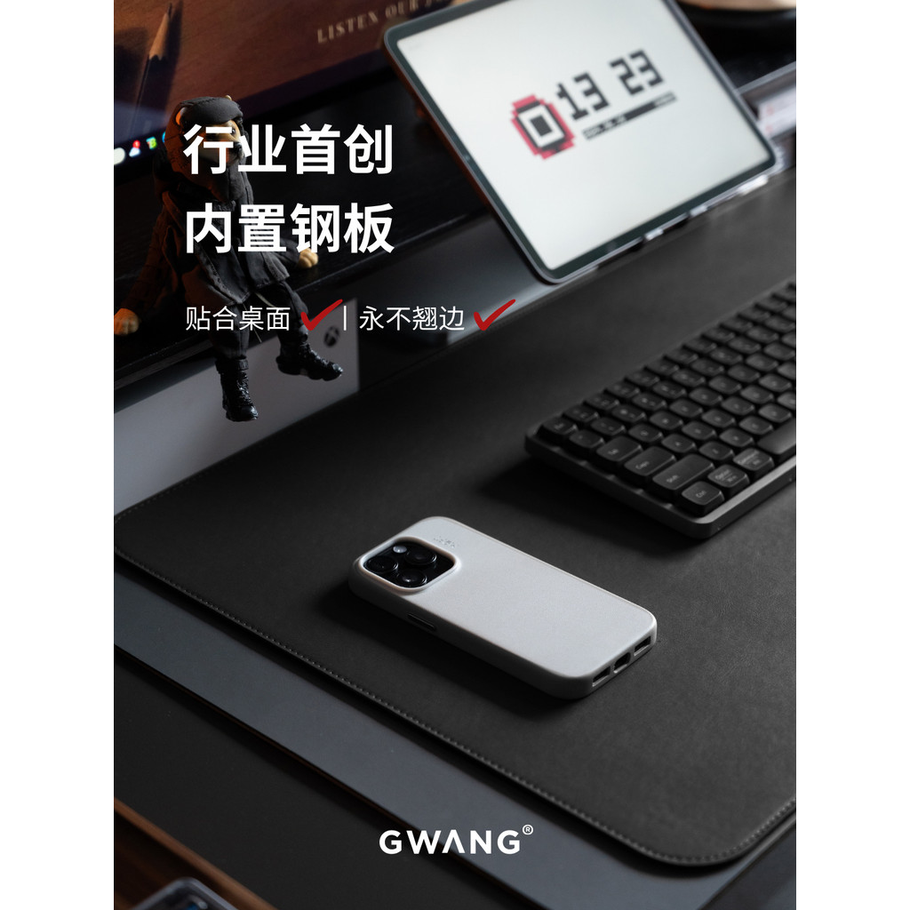 GWANG Genuine Leather Texture Black Brown Oversized Mouse Keyboard ...