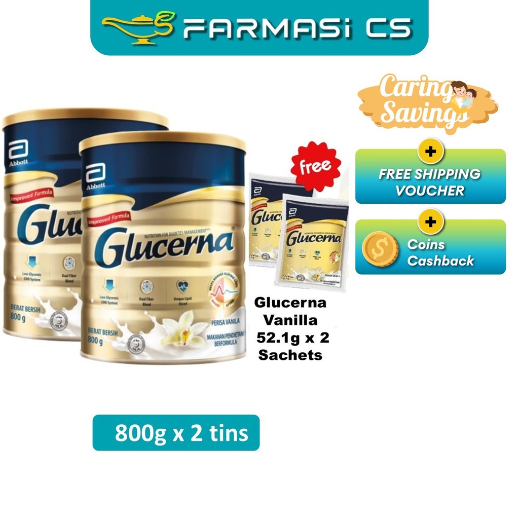 PROMO Abbott Glucerna Vanilla 800g x 2 (TWIN) EXP:05/2026 FOC 2 Sachets [ Helps Manage Glucose ...