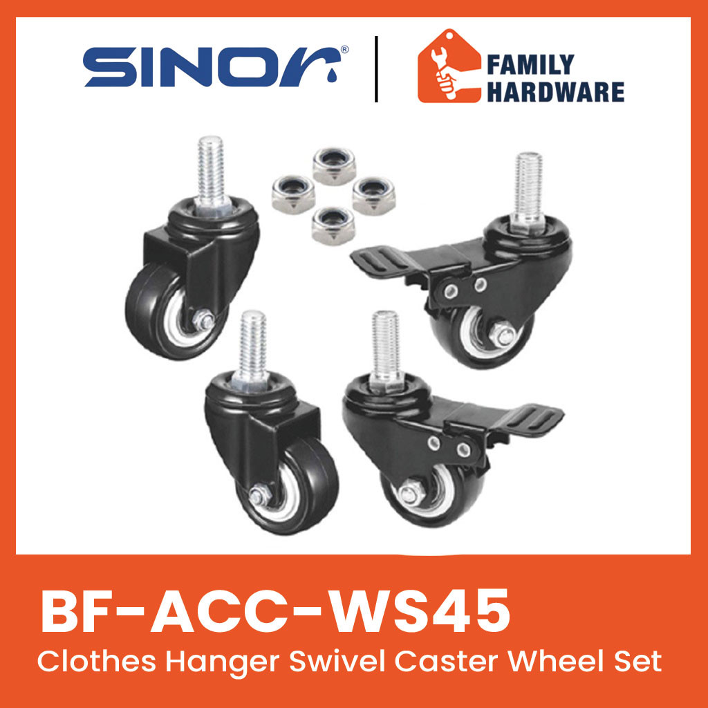 SINOR BF-ACC-WS45 Clothes Hanger Swivel Caster Wheel Set Swivel Caster ...