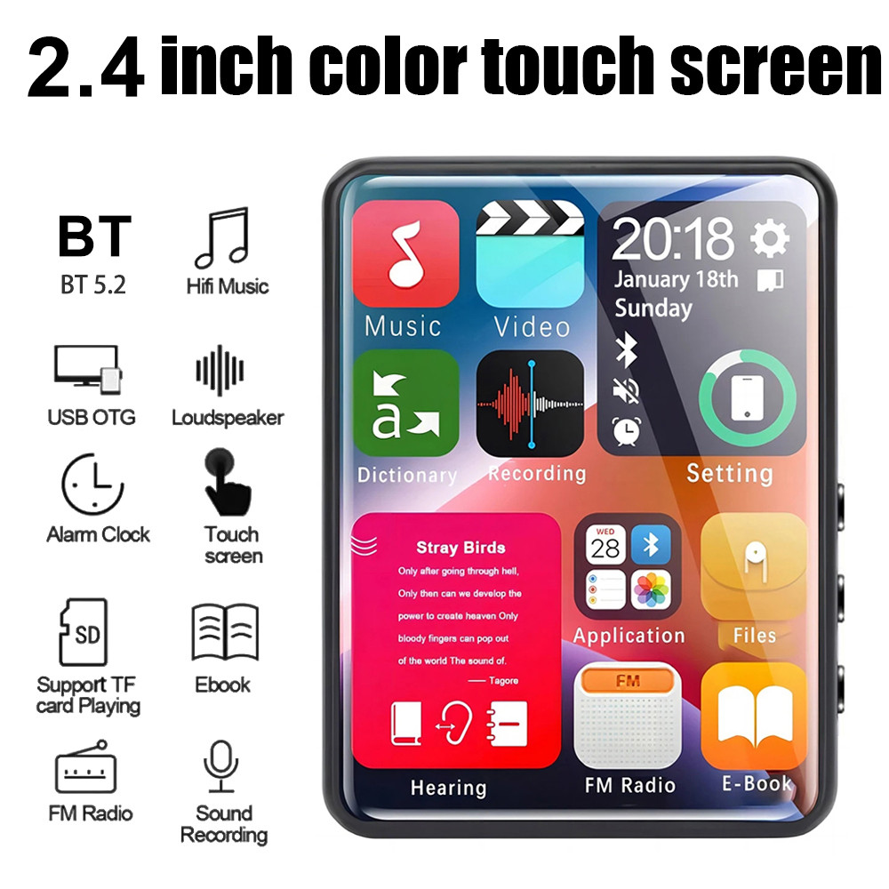 2.4-inch touchscreen MP3 player Built-in 4GB Bluetooth MP4 player ...