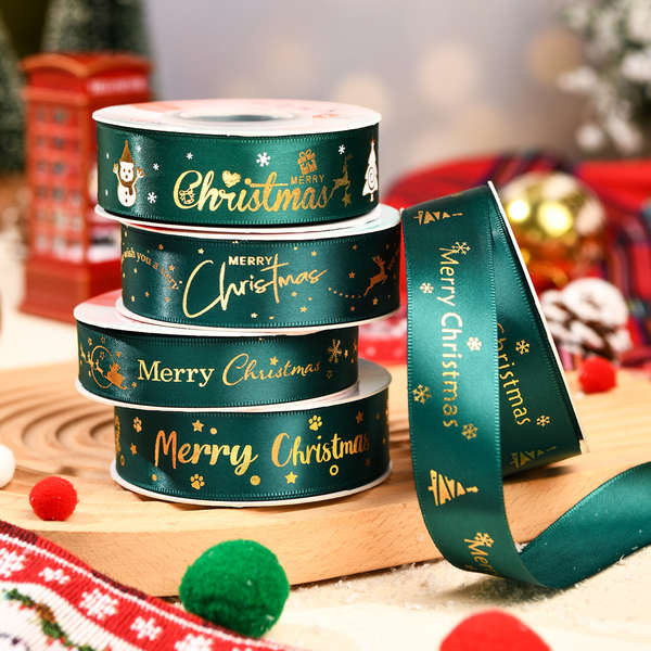 xmas gift reben christmas decoration 2024 Dark Green Christmas Ribbon ...