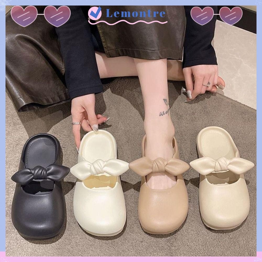 LEMONTRE Women Slippers, Wrap Head Sweet Bow Sandal, Simple PVC Anti ...