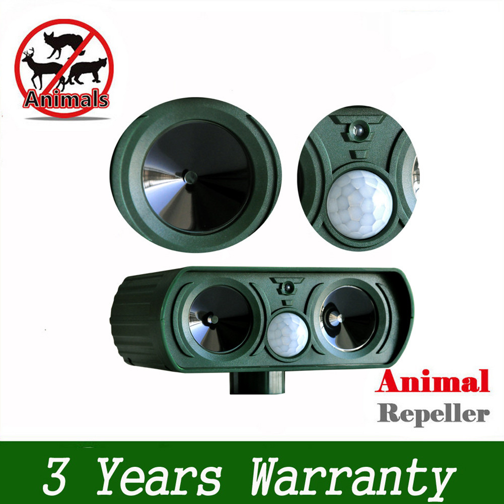 Weatherproof Ultrasonic Animal Chaser Repeller Repellent Cat Dog Fox ...