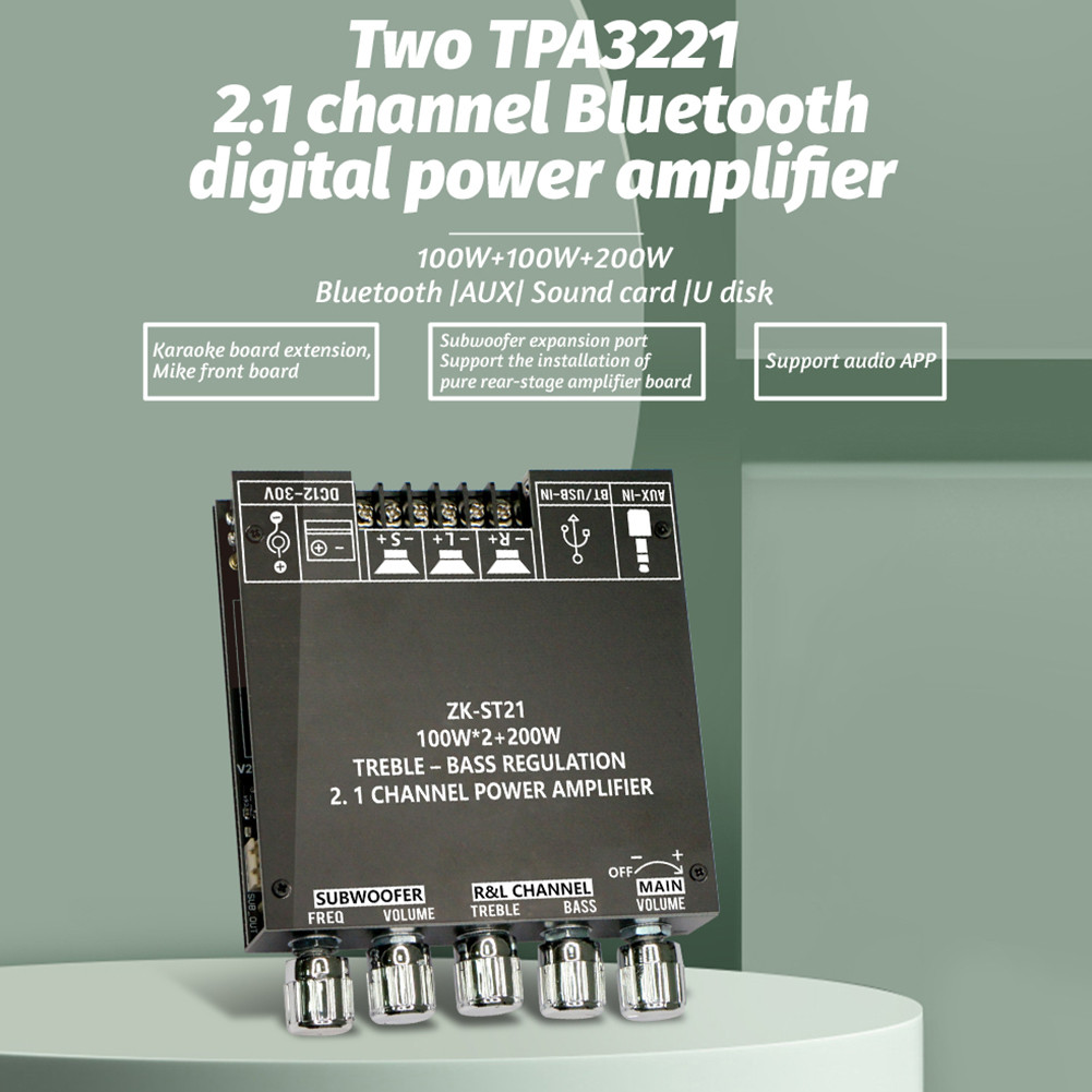 ZK-ST21 Bluetooth-Compatible Digital Amplifier Board 100W+100W+200W AMP Board [Truman.my ...