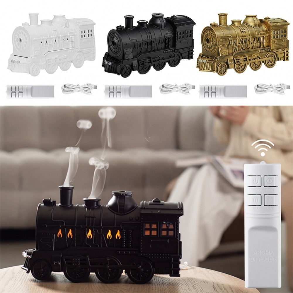 300ml Retro Train Aromatherapy Diffuser with Cool Blue and Warm Flame Lights | Shopee Malaysia