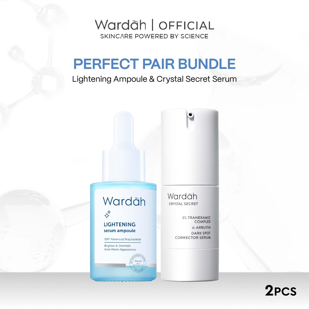 Wardah Perfect Pair Bundle Lightening Ampoule & Crystal Secret Serum ...