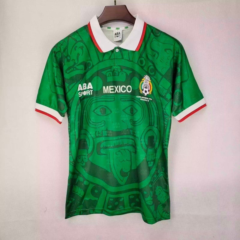 1998 World Cup Mexico Home Jersey Retro High Quality Short Sleeve ...