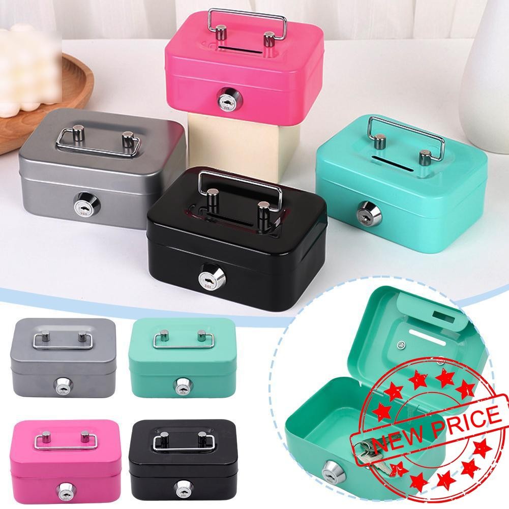 Money Safe Box Lockable Cash Box With Key,portable Piggy Box Made Of ...