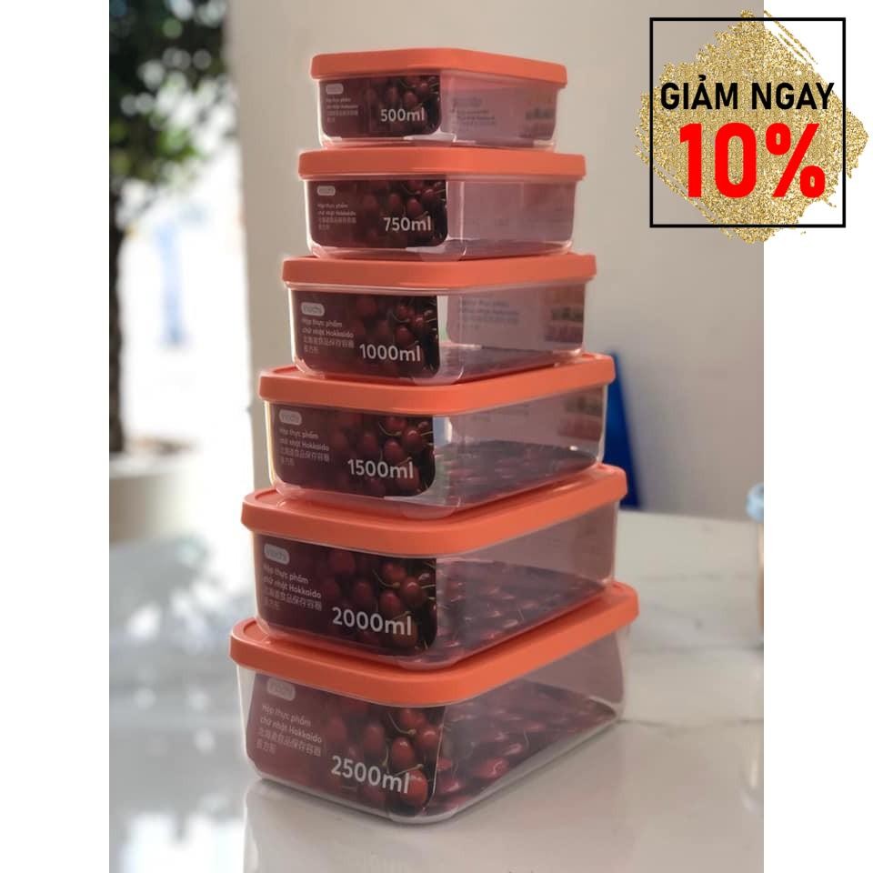 Set of 6 Inochi rectangular plastic food containers (500-750-1000-1500 ...