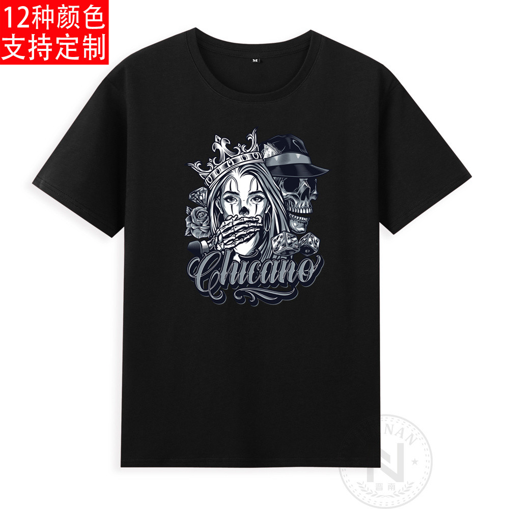 Pure Cotton chicano chicano Culture Skull Skull Half-Sleeved T-Shirt ...