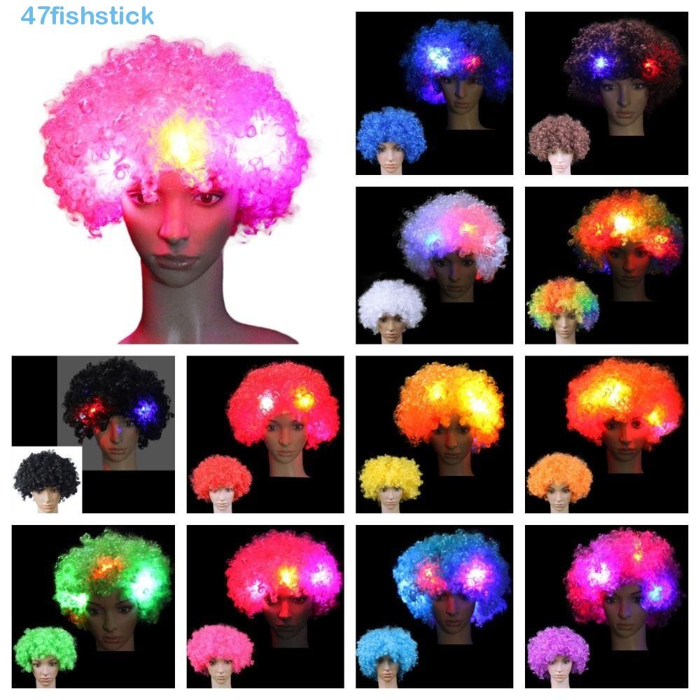 FISHSTICK Flashing Explosion Wig, Afro Blink LED Clown Wig, Nightclub ...