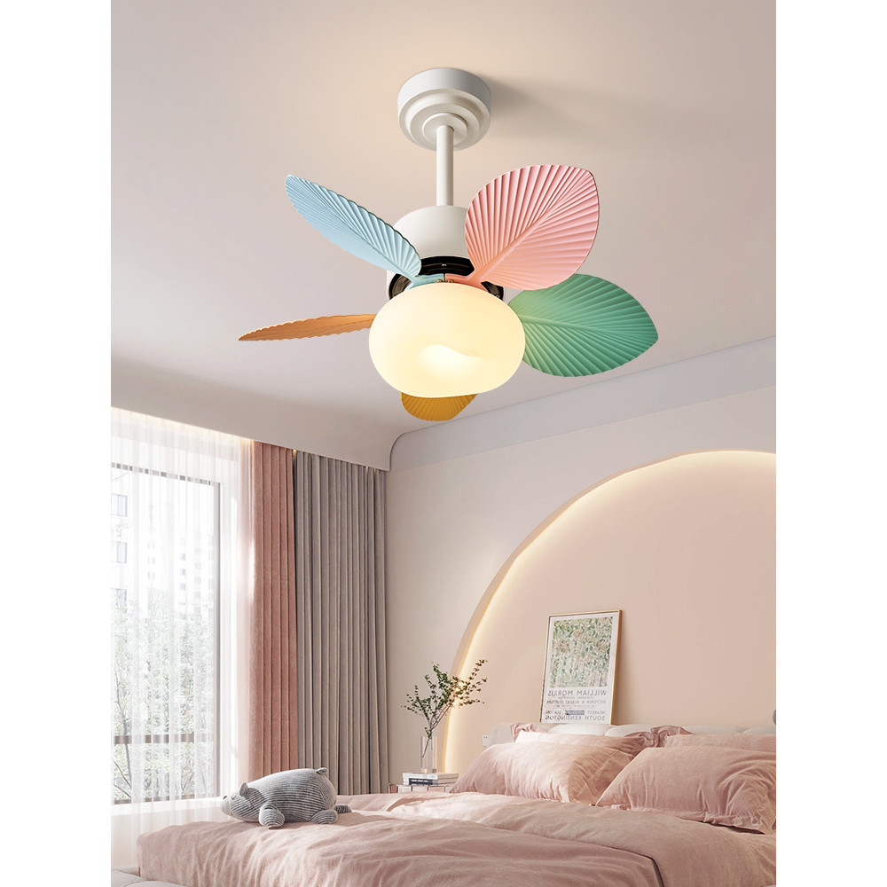 Children's room fan light 2024 new bedroom room girl color full ...