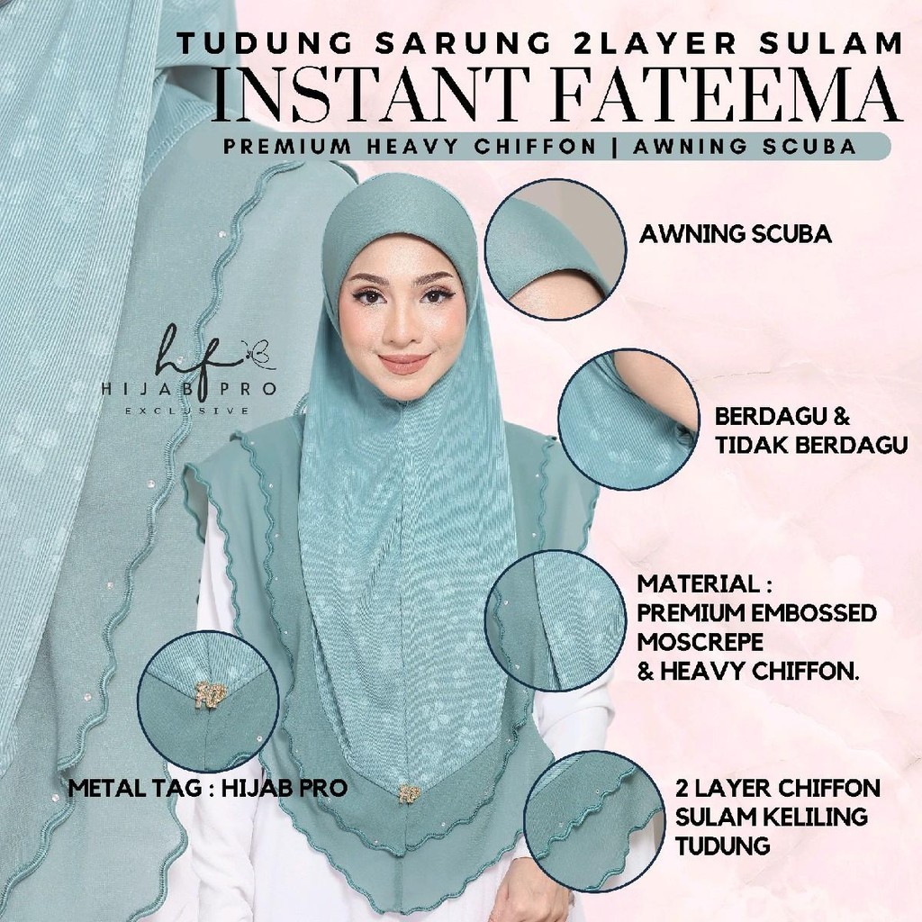 Tudung Sarung Instant Sulam FATEEMA | Embossed Lace Sulam | Ironless ...