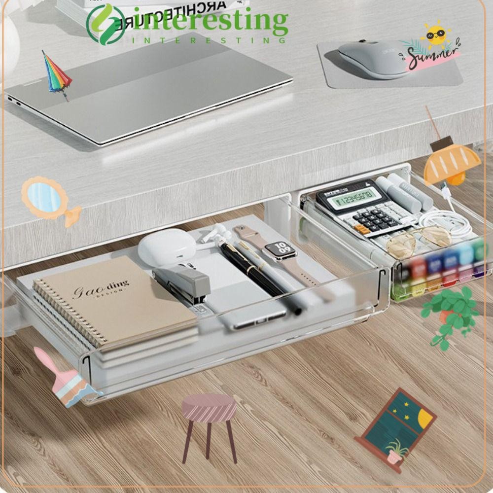 INTERESTING Undertable Drawer, Hanging Pull Out Storage Box Table Shelf ...