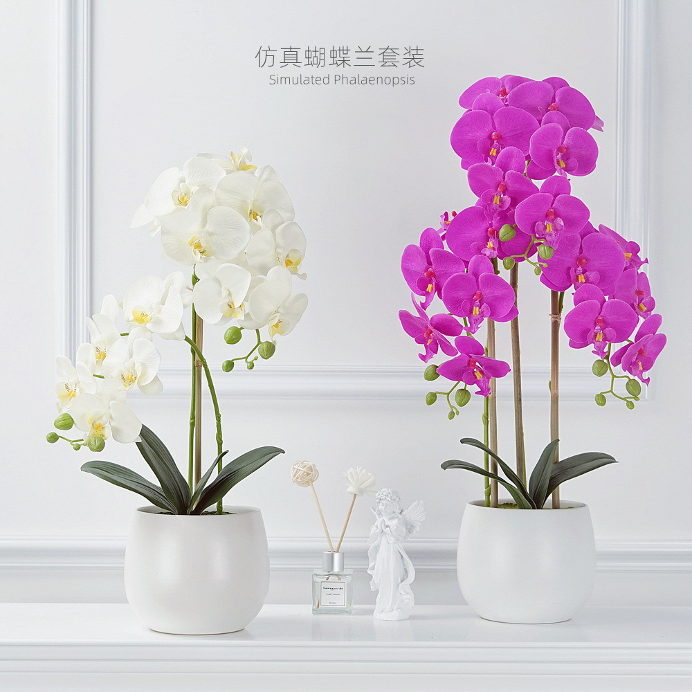 Bunga tiruan phalaenopsis set bonsai bunga palsu bunga sutera aksesori ...