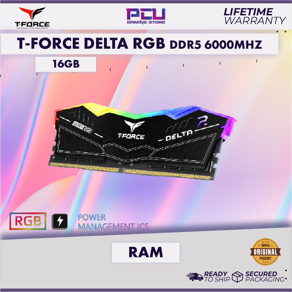 T-FORCE DELTA RGB 16GBx1 DDR5 6000MHZ RAM - BLACK | Shopee Malaysia