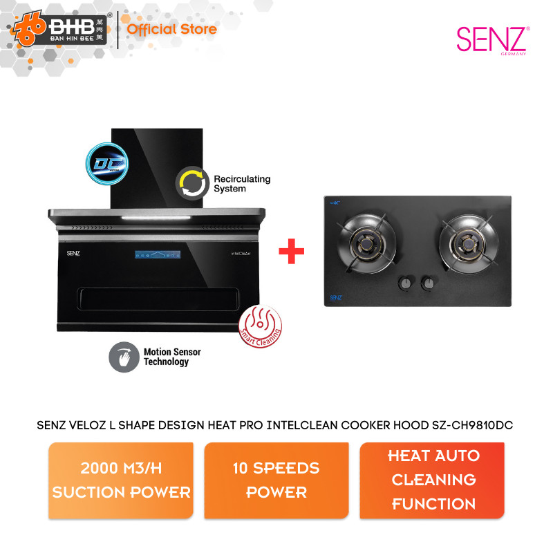 Senz VELOZ L Shape Design Heat Pro intelClean Cooker Hood SZ-CH9810DC ...