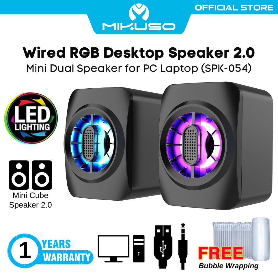 MIKUSO SPK-054 2.0 USB Mini PC Speaker | LED Light Compact Stereo Sound ...