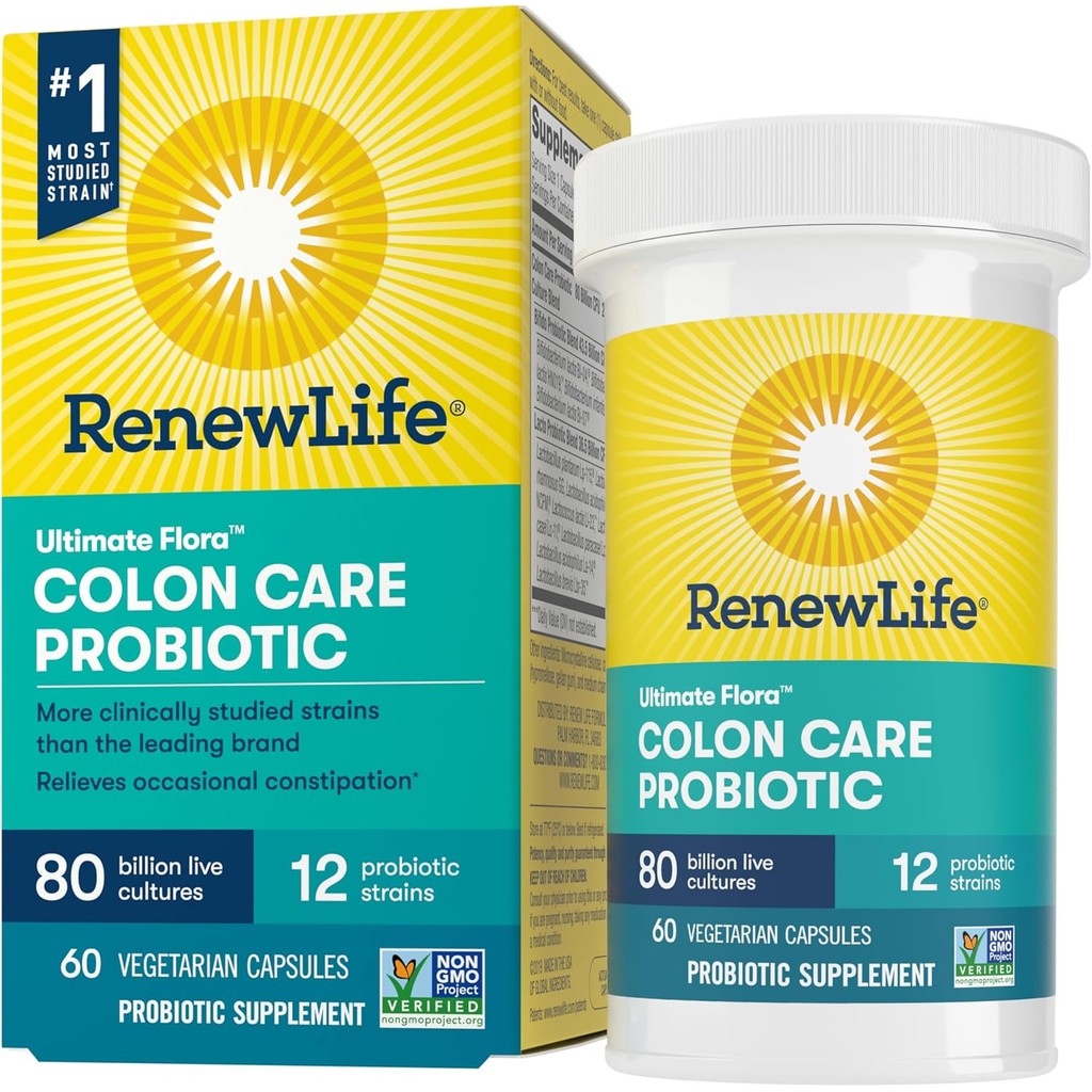 Renew Life Probiotic Colon Care Probiotic Capsules, Daily Supplement ...