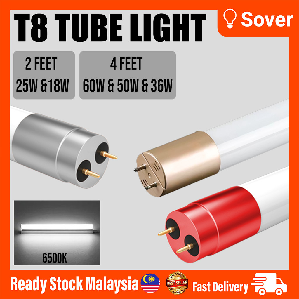 T8 4Ft or 2Ft LED Fluorescent Light, Lampu Kalimantang Panjang Pendek Wall Ceiling Lighting ...