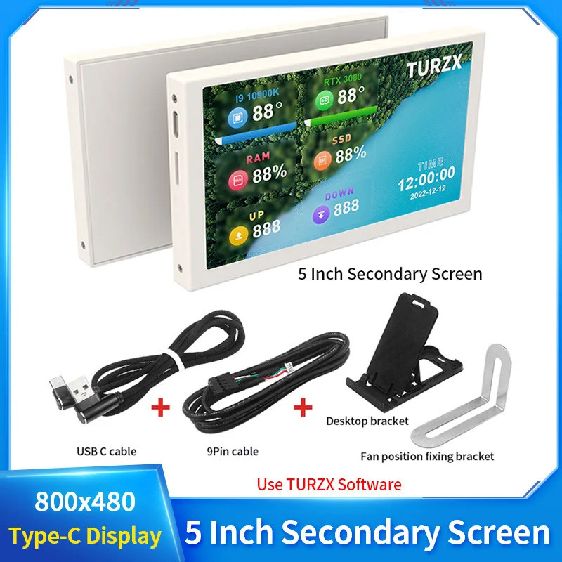 5 Inch USB-C Secondary Scree IPS 800x480 LCD Computer Hardware Monitor ...
