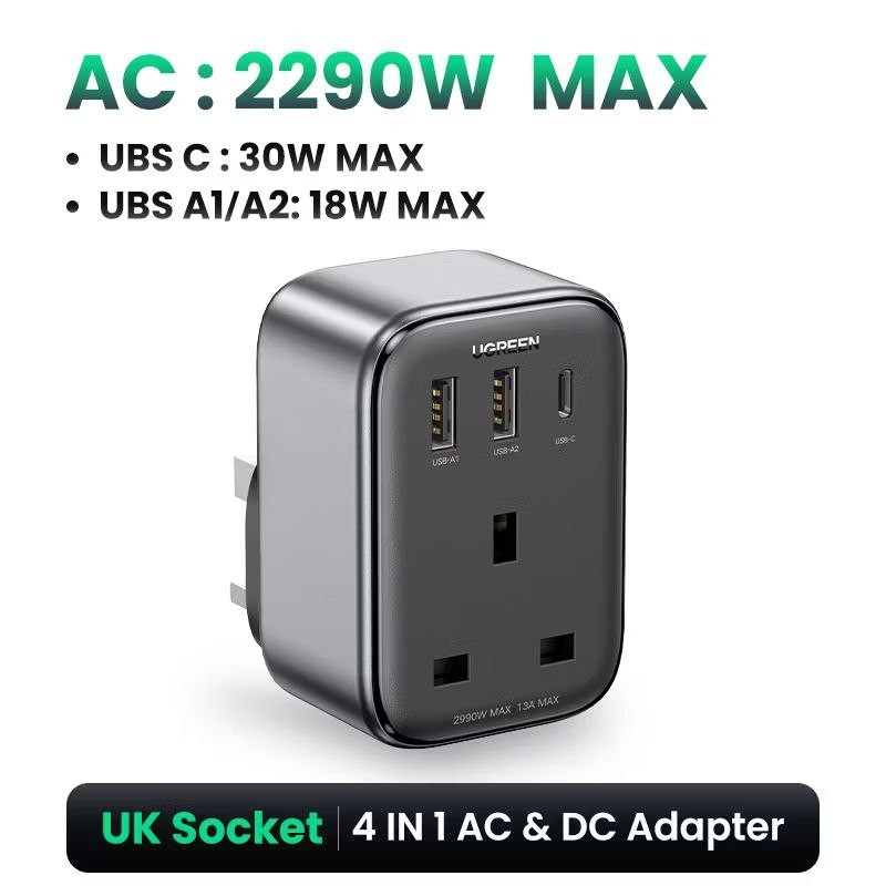 UGREEN 30W USB C Extender with AC Socket and 3 USB Ports for iPhone ...