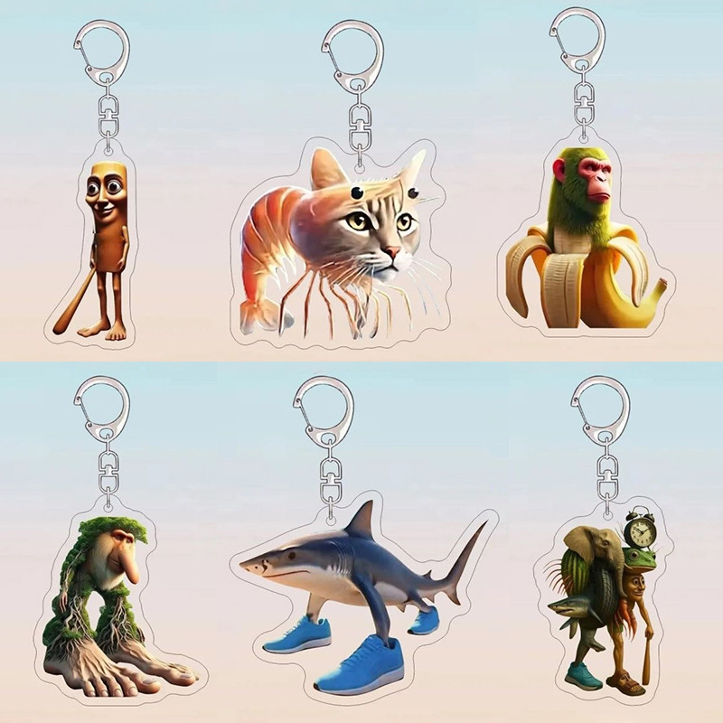 Tralalero Tralala Anime Keychain AI Meme Italian Brainrot Keyring ...