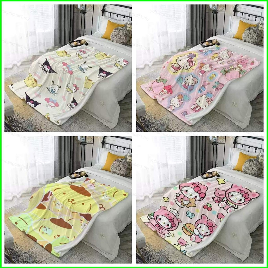 YB Sanrio Kuromi Hello Kitty Blanket Cute Home Children Bedroom Office ...
