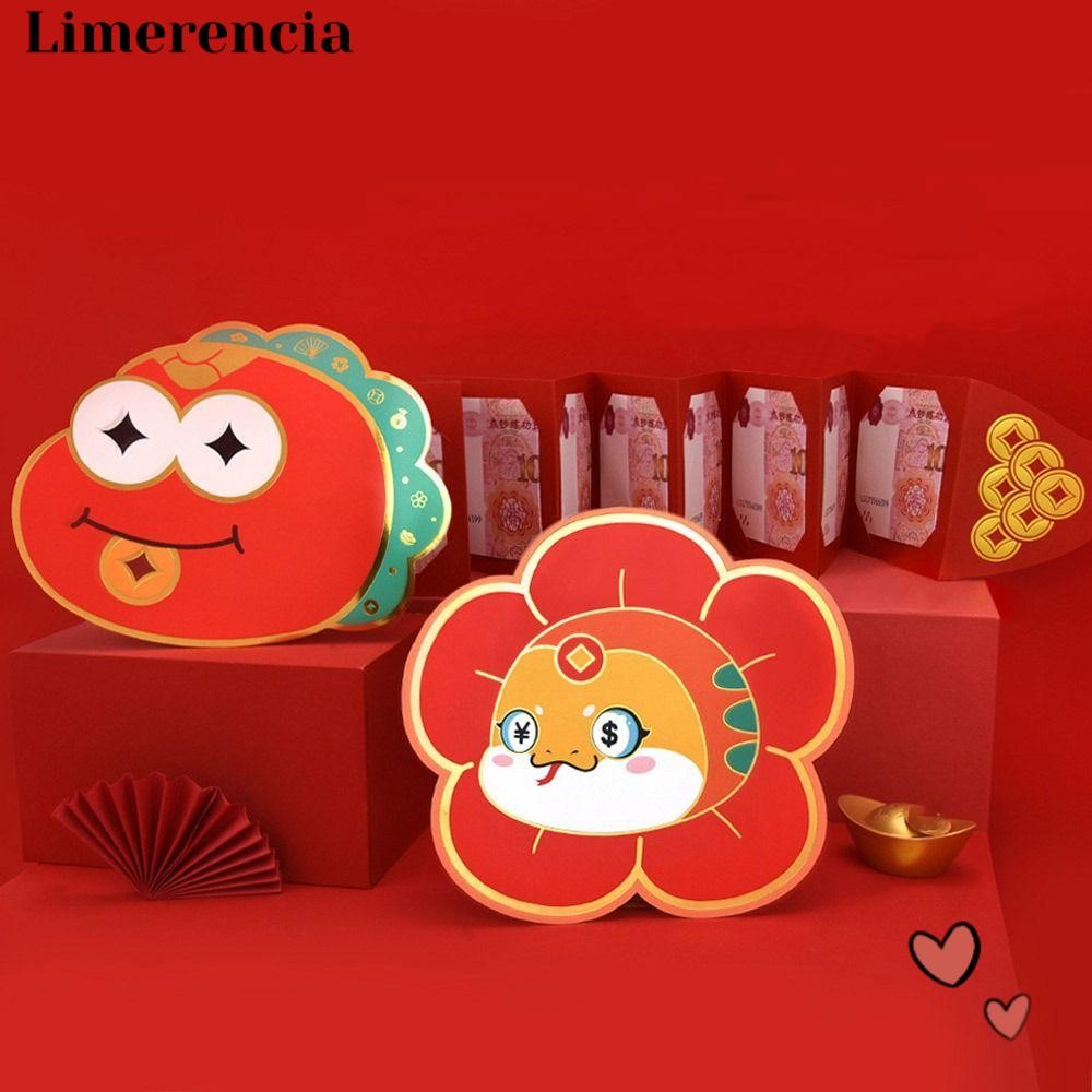 LIMERENCIA Cartoon Snake Red Envelope, Red Snake HongBao, 2025 Folding ...