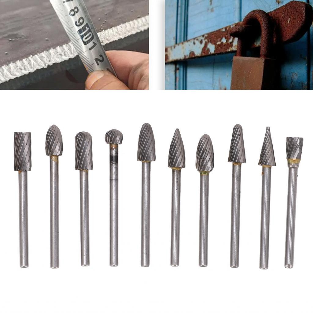 Yohooo Rotary File 10Pcs Various Shapes Efficient Work Grinding Bit Kit ...
