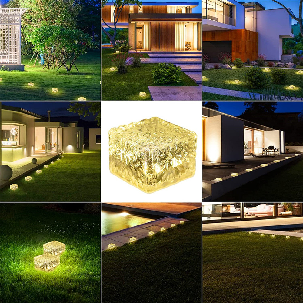 Solar Led Ice Cube Brick Lights Outdoor Waterproof Ice Cube Night ...