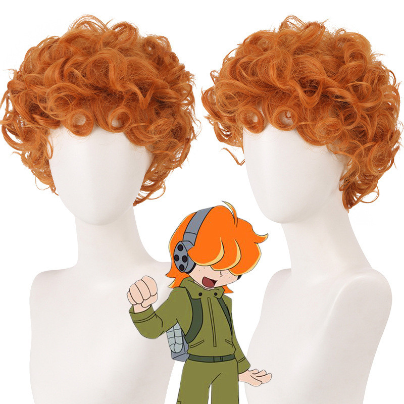 Wig Lord Sanda Garter Socks Angel Brief cosplay Orange Short Curly Hair ...