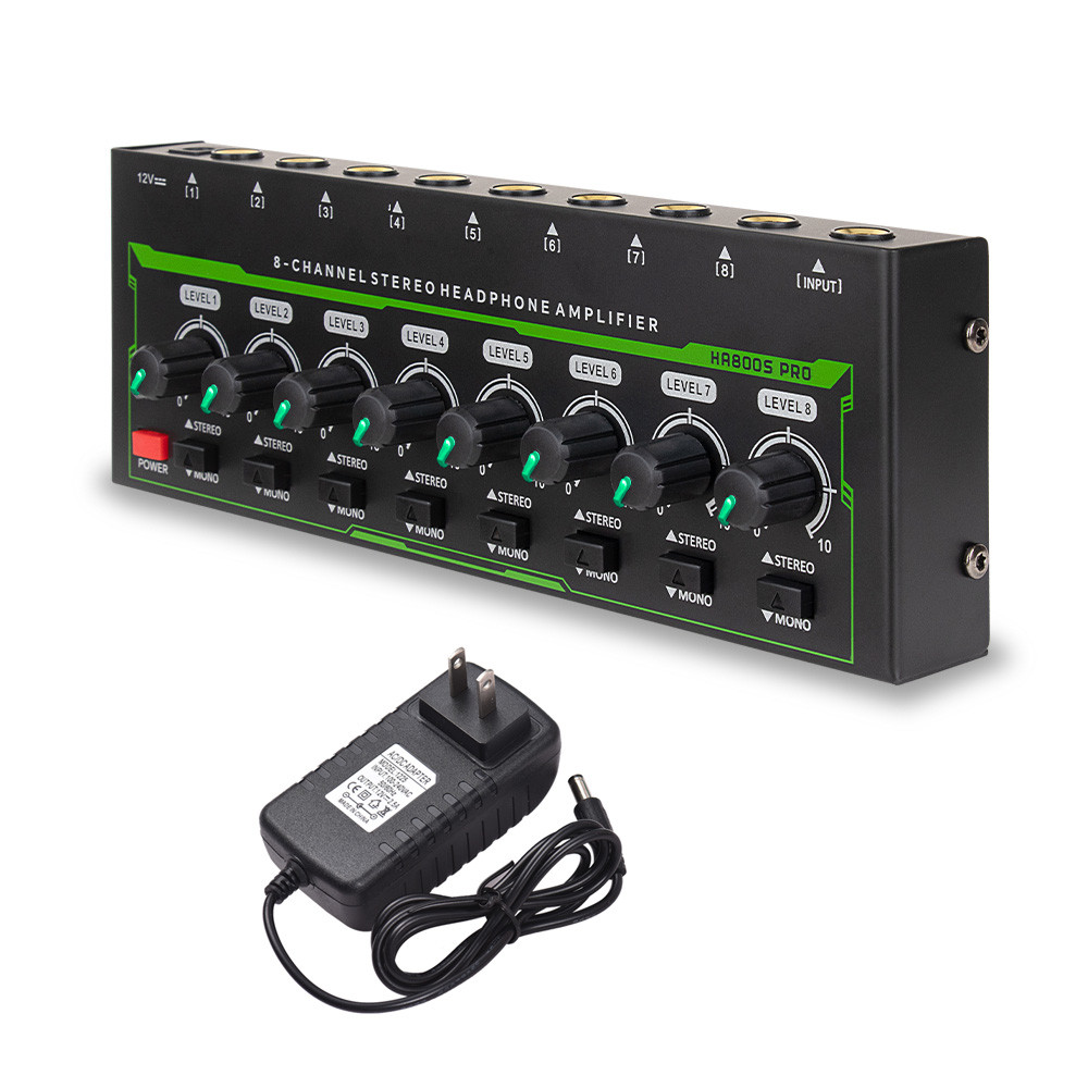 8 Channel Headphone Amplifier 6.35mm Input/Output Interface Stereo ...