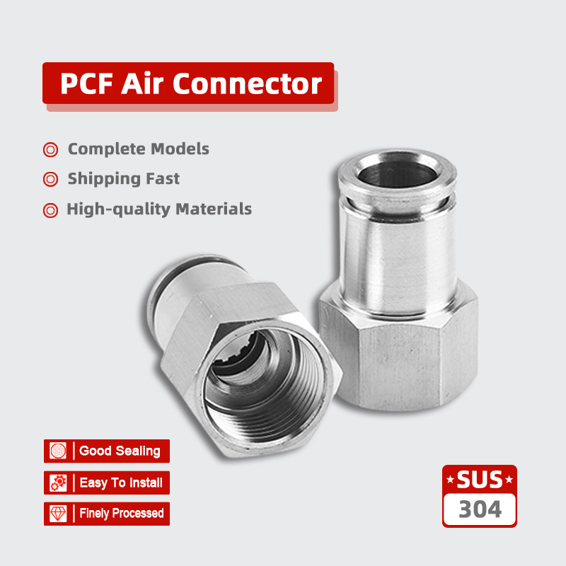 304 Stainless Steel PCF Pneumatic Joint Female thread Connector Pipe ...