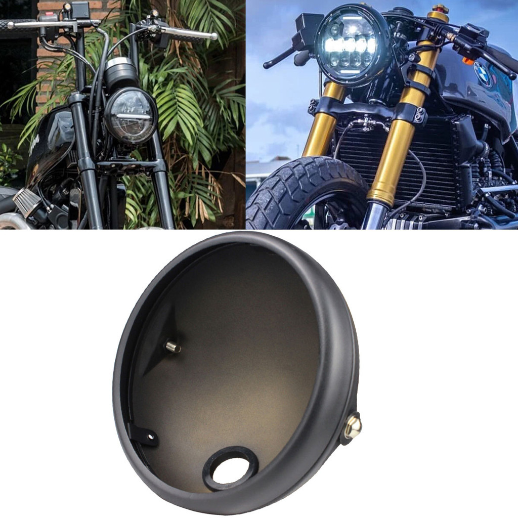 Retro Motorcycle Headlight Shell 7-Inch Bucket Modified Headlight Base ...