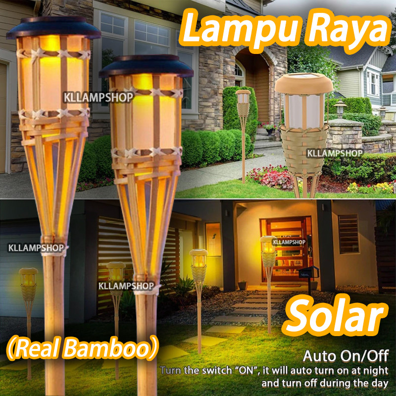 2PCS Pelita Buluh Lampu raya solar Pelita Raya Bamboo Waterproof Lampu ...