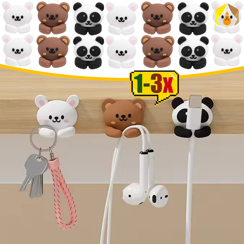 Cute Cartoon Bear Rabbit Shaped Desktop Cable Holder - Durable PVC Wire ...