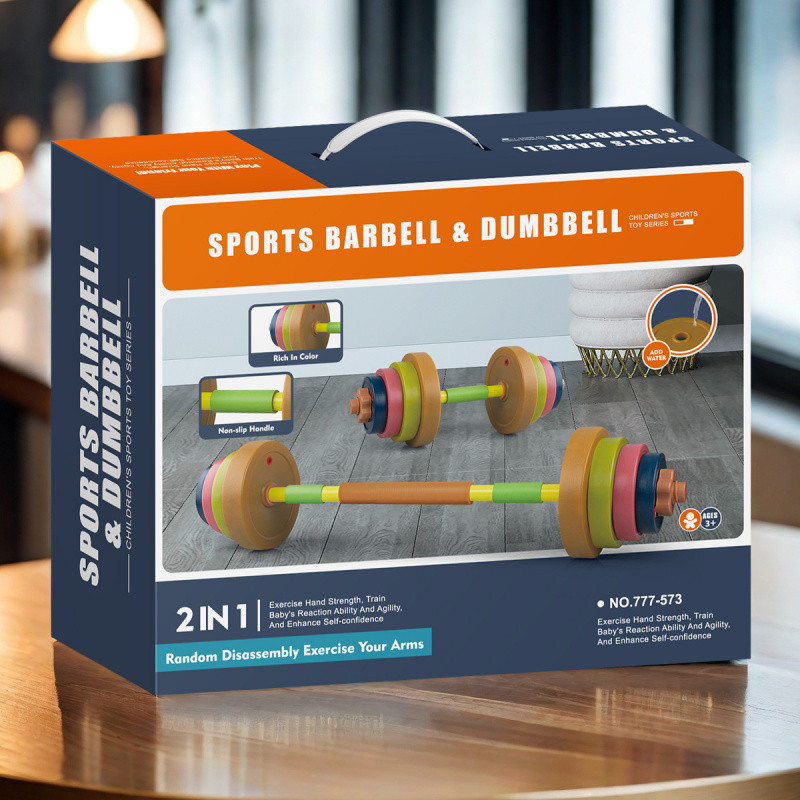 kids barbell toy can be filled with water outdoor kids lifting sport ...