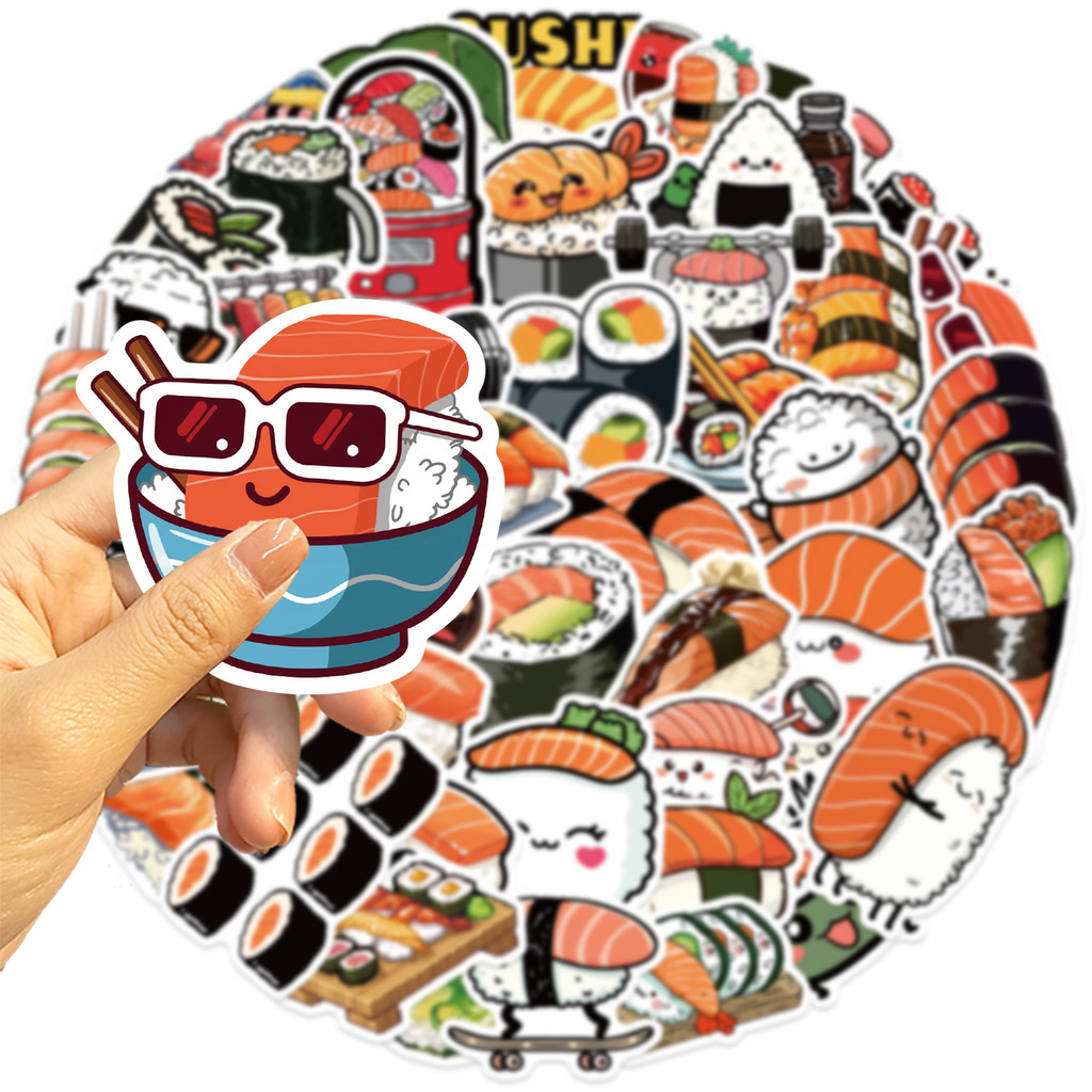 50PCS Cute Cartoon Salmon Sushi Graffiti Stickers for Bicycle Hand ...