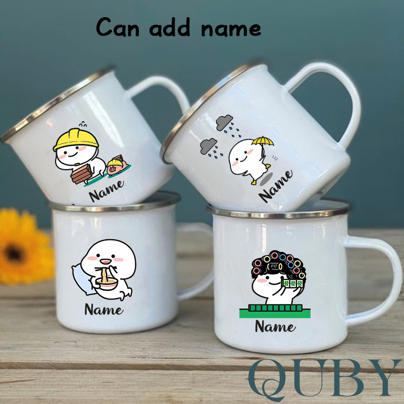 QUBY with Name Custom Enamel Mug Cartoon Coffee Mug Water Cup QUBY ...